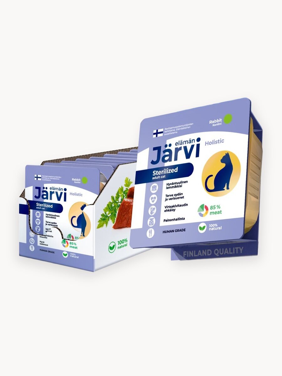 Влажный корм Jarvi мясной паштет для стерилизованных кошек с кроликом, 100 г х 14 шт.