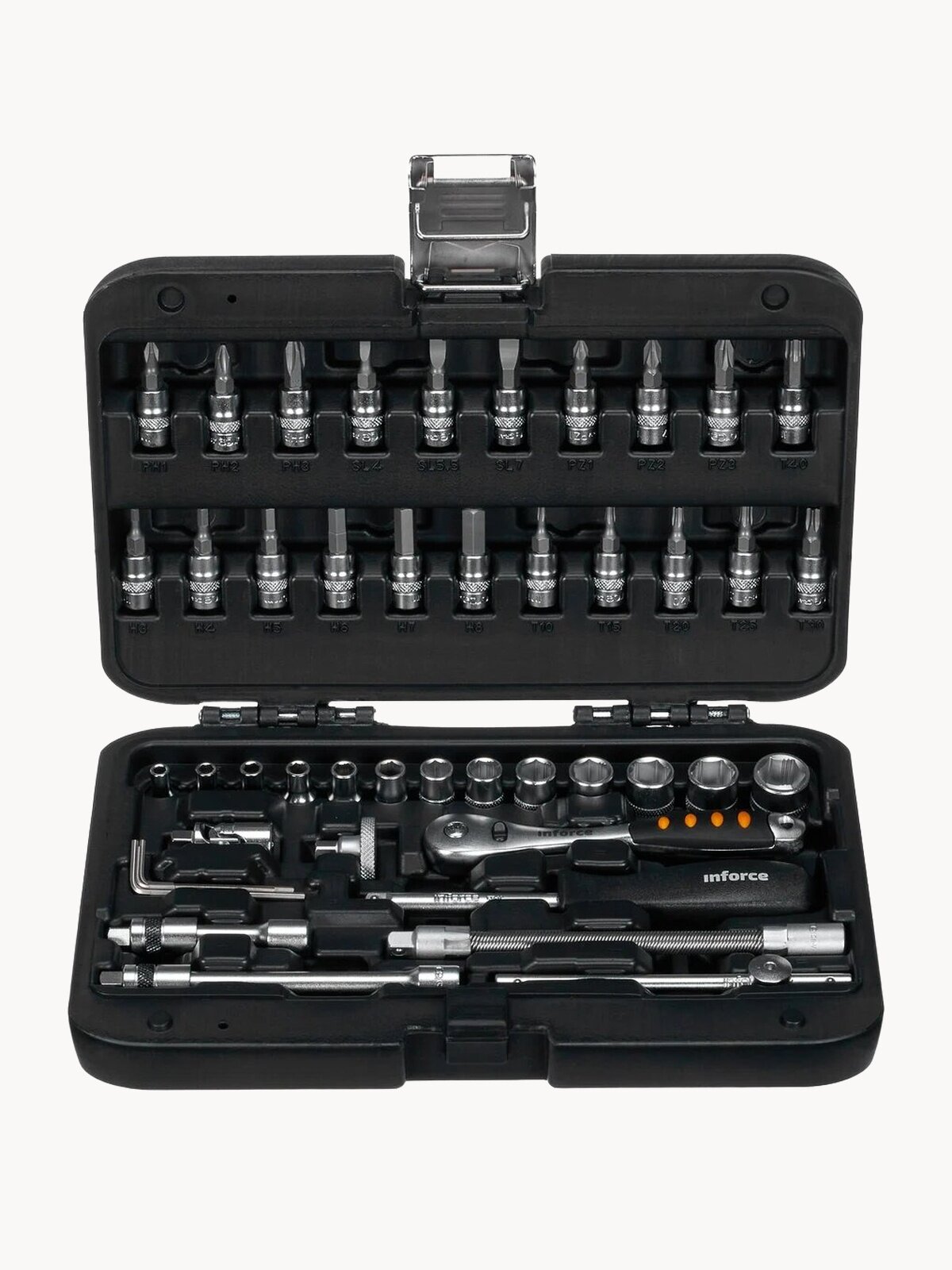 Набор, Inforce, инструментов Inforce 46 предметов 1/4" Inforce, Сталь Cr-V, Профессиональный, 06-07-11
