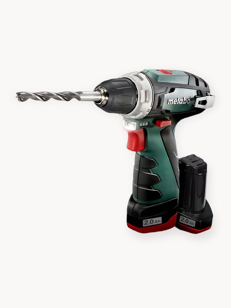Дрель-шуруповерт METABO PowerMaxx BS Basic, 12В, 2Ач, Li-Ion, 34Н*м, 2 скорости, с 2 АКБ, кейс, подсветка, легкая