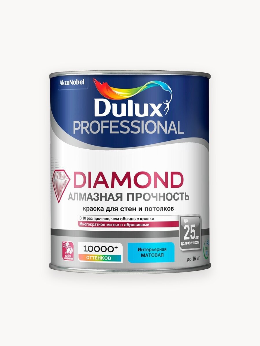 Краска для стен и потолков водно-дисперсионная Dulux Diamond Matt матовая база BC 1 л