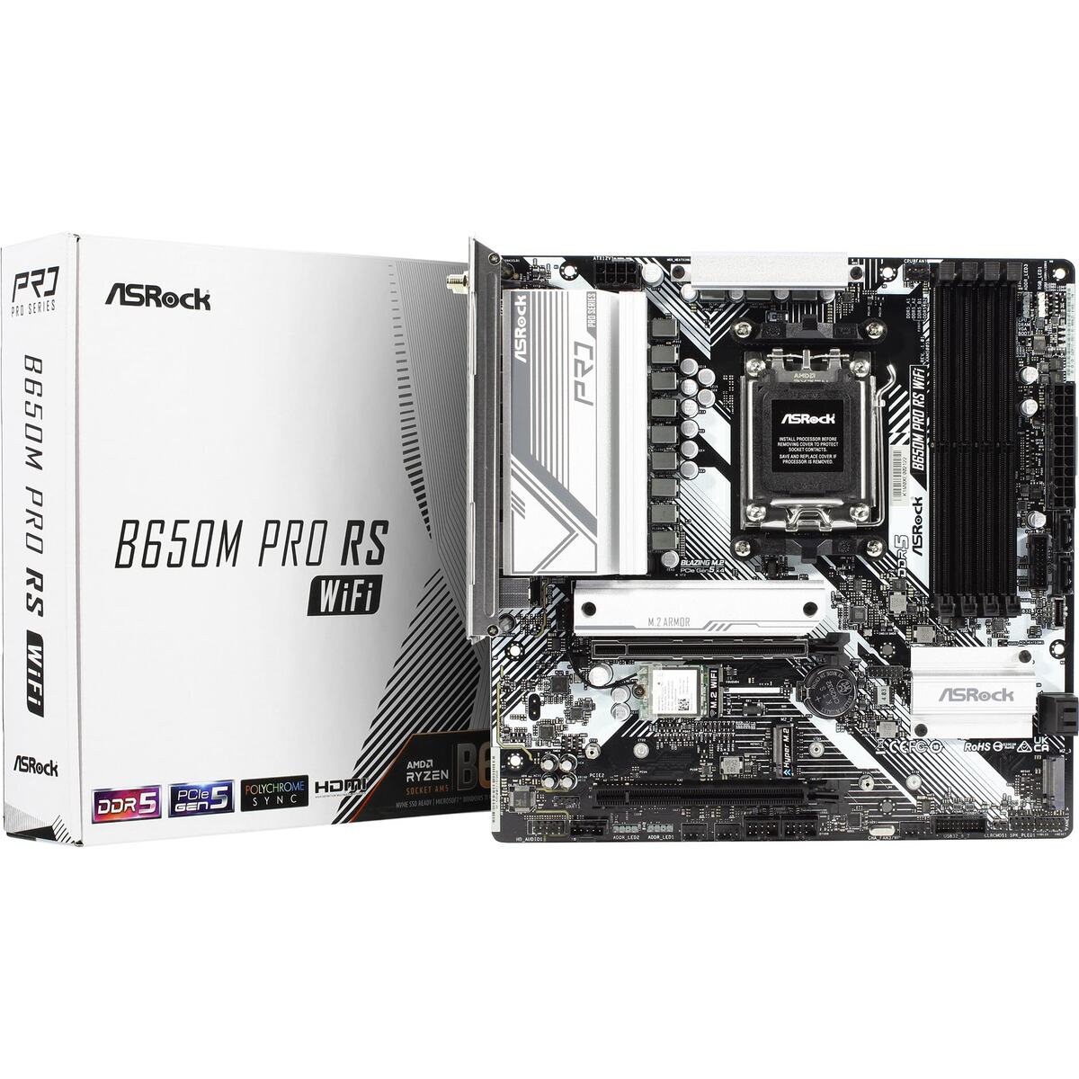 ASRock B650M PRO RS WIFI (RTL) AM5 B650 2xPCI-E HDMI+DP 2.5GbLAN+WiFi+BT SATA MicroATX 4DDR5