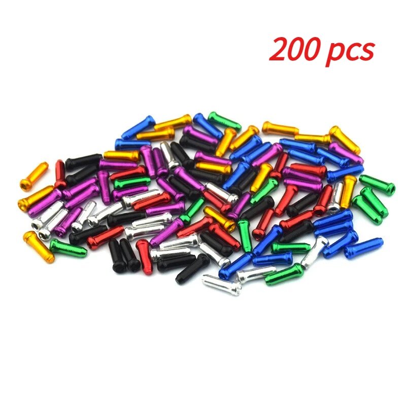 Алюминиевые заглушки для велосипедных тросов, 7 цветов 200pcs