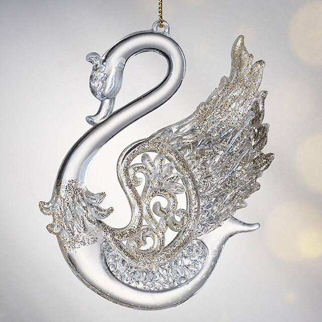 Елочная игрушка Царевна-Лебедь, 12 см, шампань, подвеска, Forest Market, 150038