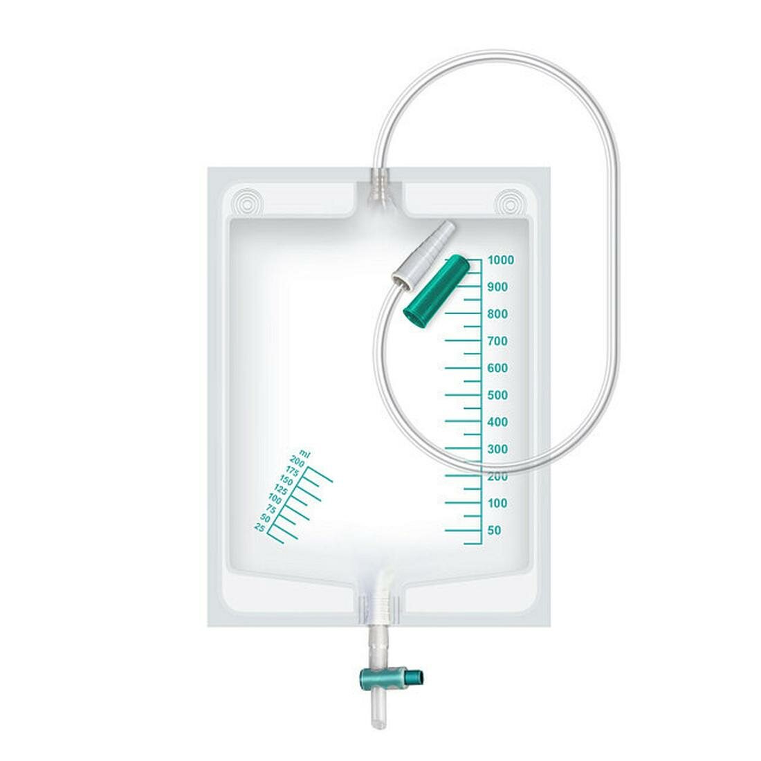 Мочеприемник прикроватный 1000 мл, Т-образный слив, трубка 90 см, CITRUSMED (5 шт)