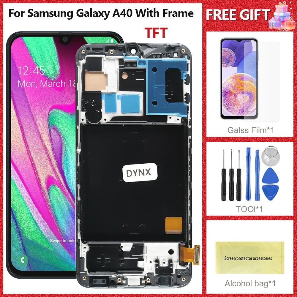 Супер ЖК-экран для Samsung Galaxy A40 A405F A405FN ЖК-дисплей цифровой сенсорный экран в сборе со заменой рамки TFT With Frame