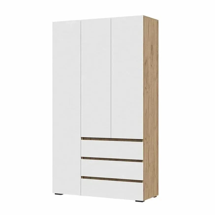 Шкаф 3-х створчатый ШК 06 «Хелен» шариковые направляющие, ЛДСП (Дуб крафт золотой/Белый) 120х47х210