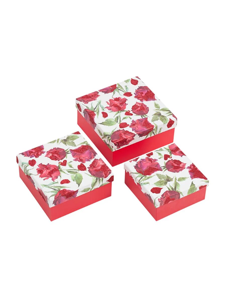 Набор подарочных коробок 3 в 1 "Красные розы", 3 шт. / Веселуха