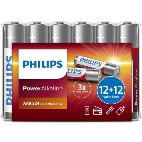 Элемент питания Philips Power Alkaline LR03 AAA бл 24