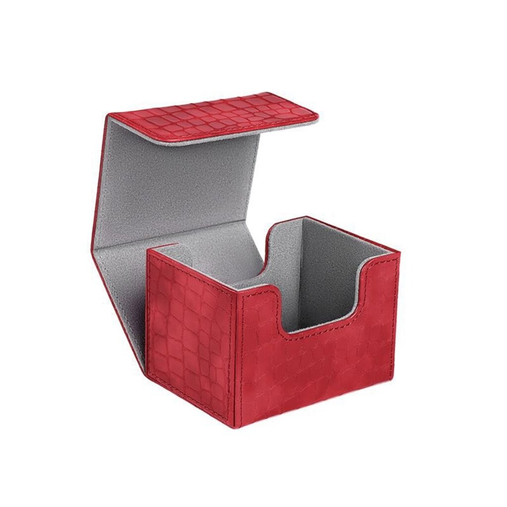 Настольные игры, Кардхолдер из PU с магнитным замком под кожу крокодила - красный - горизонтальный