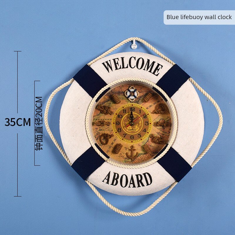 Настенные часы в стиле ретро для гостиной в средиземноморском стиле, декоративные, с якорем, деревянным рулем,