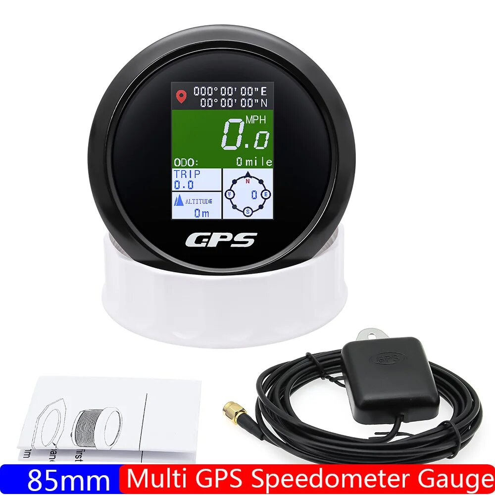 TFT 85 мм GPS-спидометр с цифровой антенной 600 км/ч, MPH, Knots COG ODO Компас высоты для автомобиля, лодки, яхты, 12 В, 24 В, на заказ BB