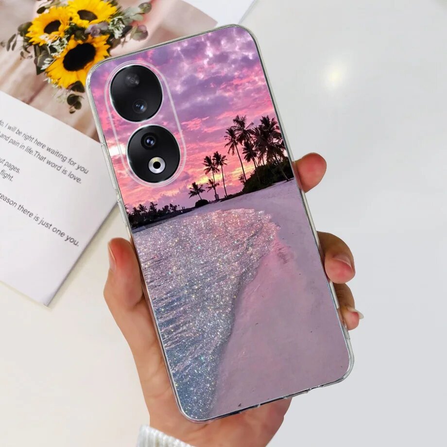Для Honor 90 REA-NX9 мягкий чехол для Huawei Honor 90 Pro задняя крышка бампер прозрачная защита камеры Силиконовые чехлы цветочный чехол