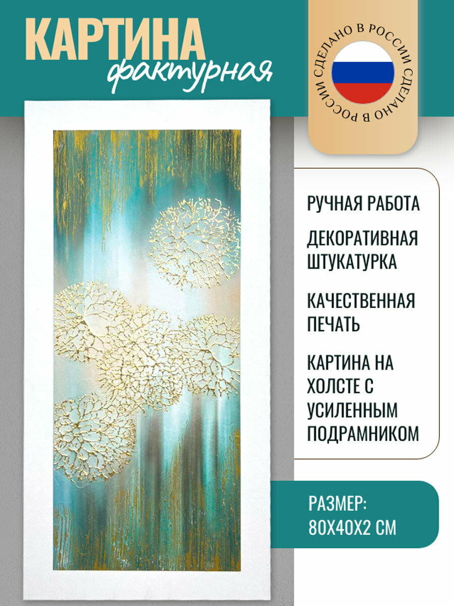Картина декоративная фактурная Династия 12-421-2 Одуванчики Золото- без багета, ч.2