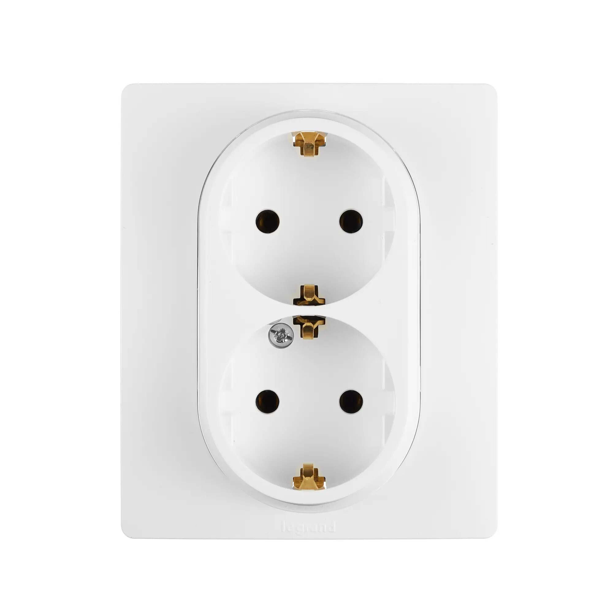 Legrand Etika розетка двойная встраиваемая с заземлением белого цвета для монтажа