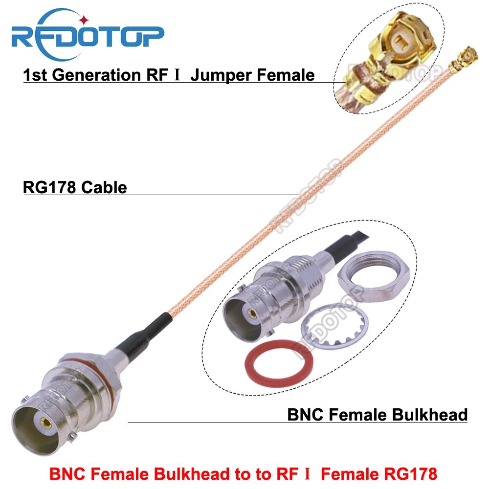 RFDOTOP Кабель BNC-IPX1 RG178 2 шт. 10cm