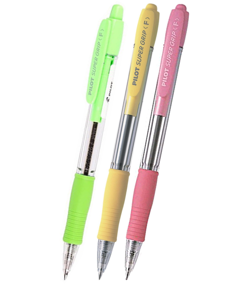 Набор ручка шариковая 3 шт автоматическая PILOT Super Grip M 0.7 мм, корпус ассорти цвет чернил синий