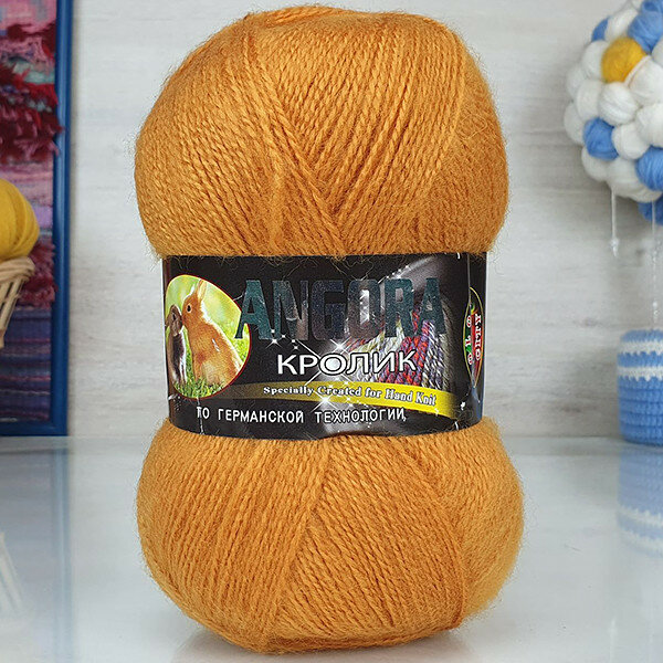Пряжа Color City ангора кролик 2108 горчица (5 мотков)