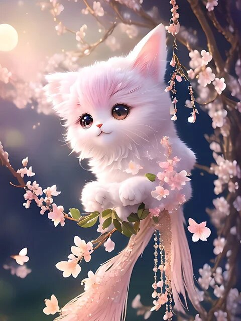 5D DIY Алмазная картина Великолепный Кот Цветок Полная круглая Алмазная мозаика Животное Алмазная вышивка Комплект Стразы Украшение для дома