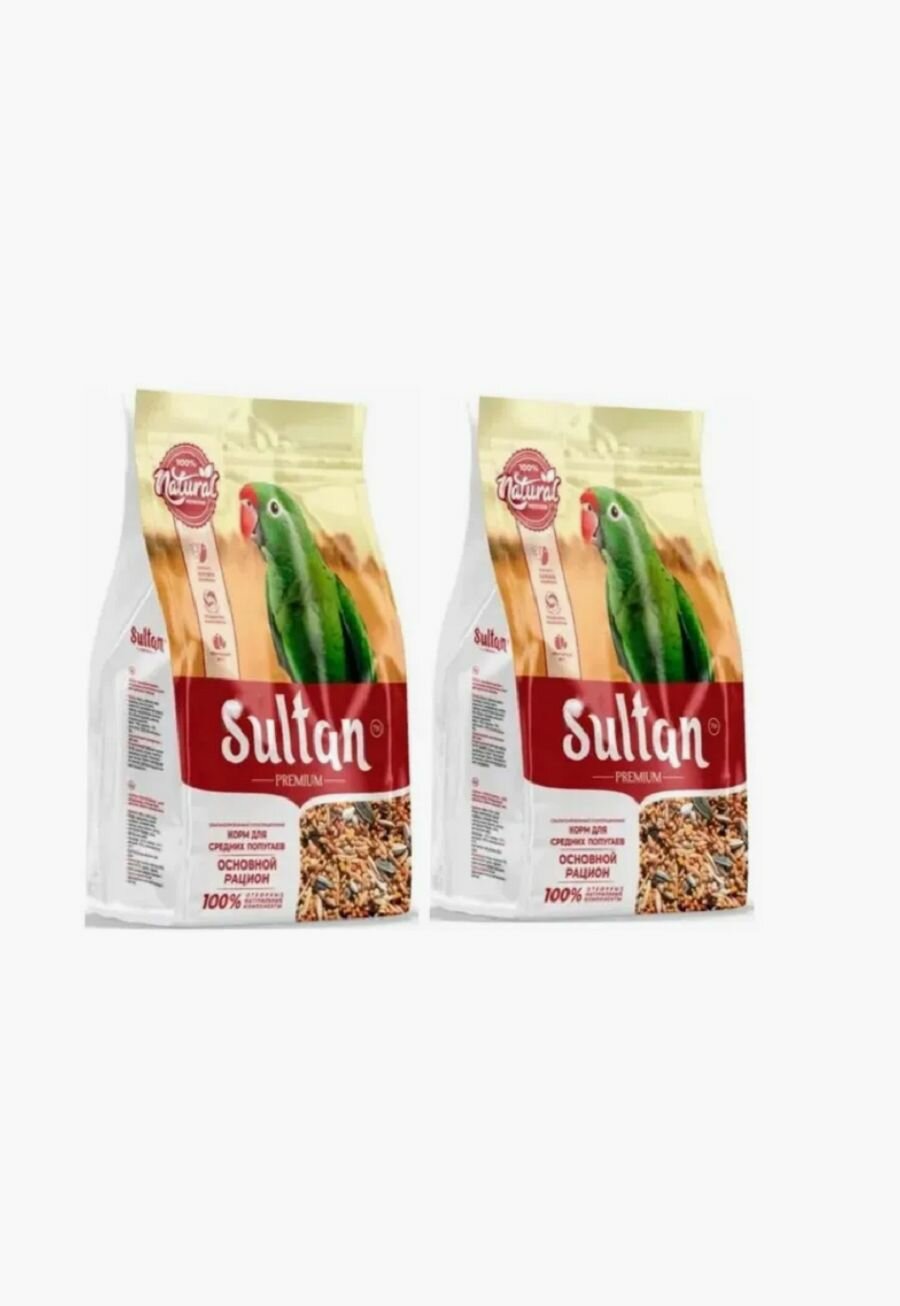 Sultan Premium Корм для средних попугаев Основной рацион 400г (2 штуки)