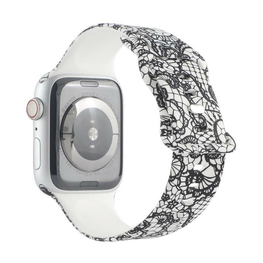 Силиконовый ремешок для Apple Watch 42/44/45 мм -Черно-белый