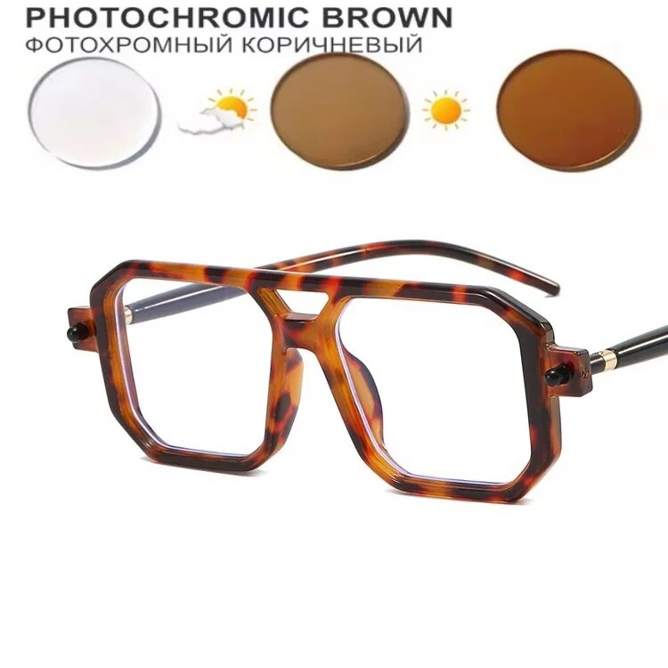 Фотохромные очки Brown Leopard Print -0.75