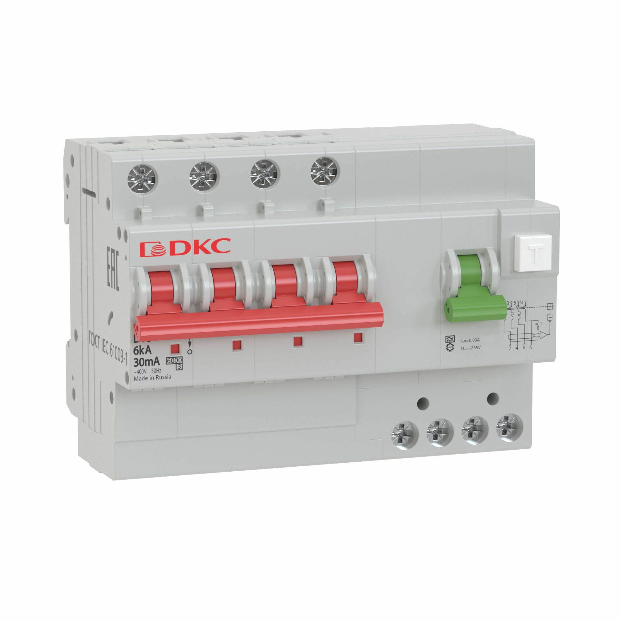 DKC АВДТ с защитой от сверхтоков YON MDV63-43C63-A (4п, 100mA), MDV63-43C63-A