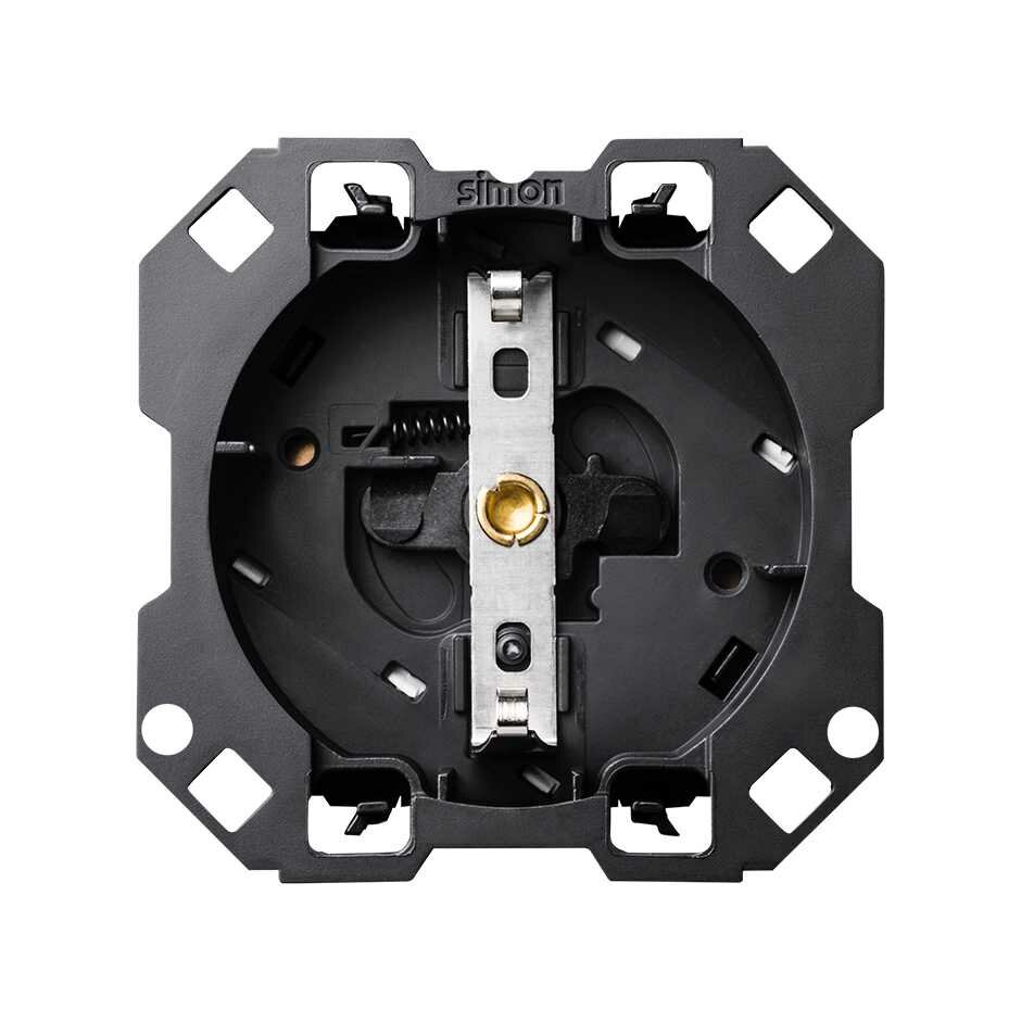Simon 100 Розетка с заземлением и шторками Schuko 2Р+Е 16A ~ с безвинтовым подключением 1Click, 10000432-039