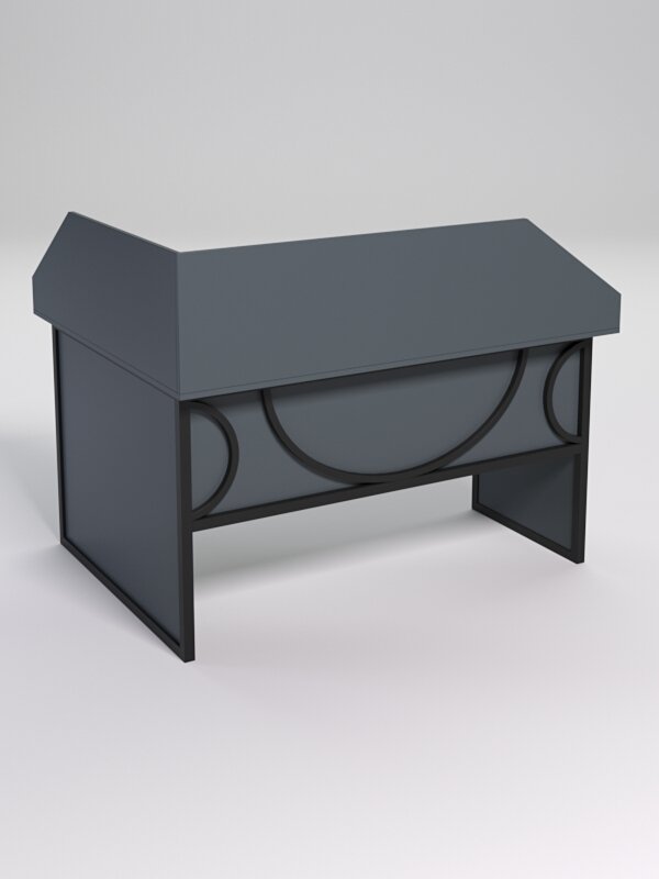 Стол эргономичный офисный СЭ-14 (правосторонний) с экраном "стронг" в стиле лофт декор №1, Темно-серый