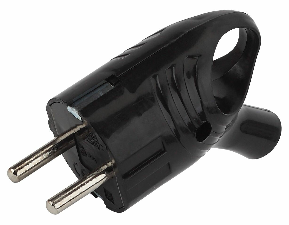 ЭРА Vx4-B Черный Вилка с заземлением угловая с кольцом 16A, Б0039677