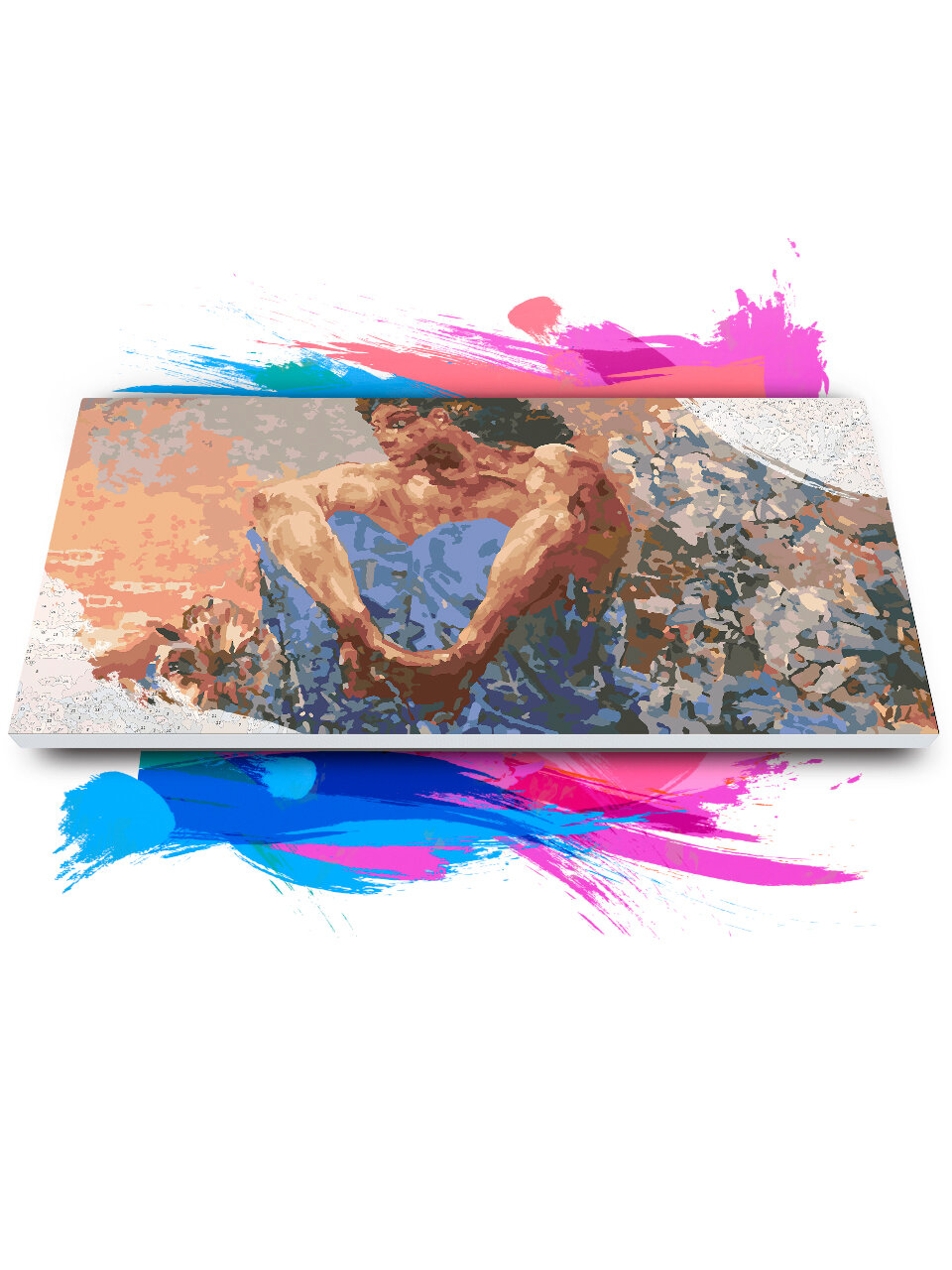 Картина по номерам на холсте Врубель - Демон сидящий, 30 х 60 см