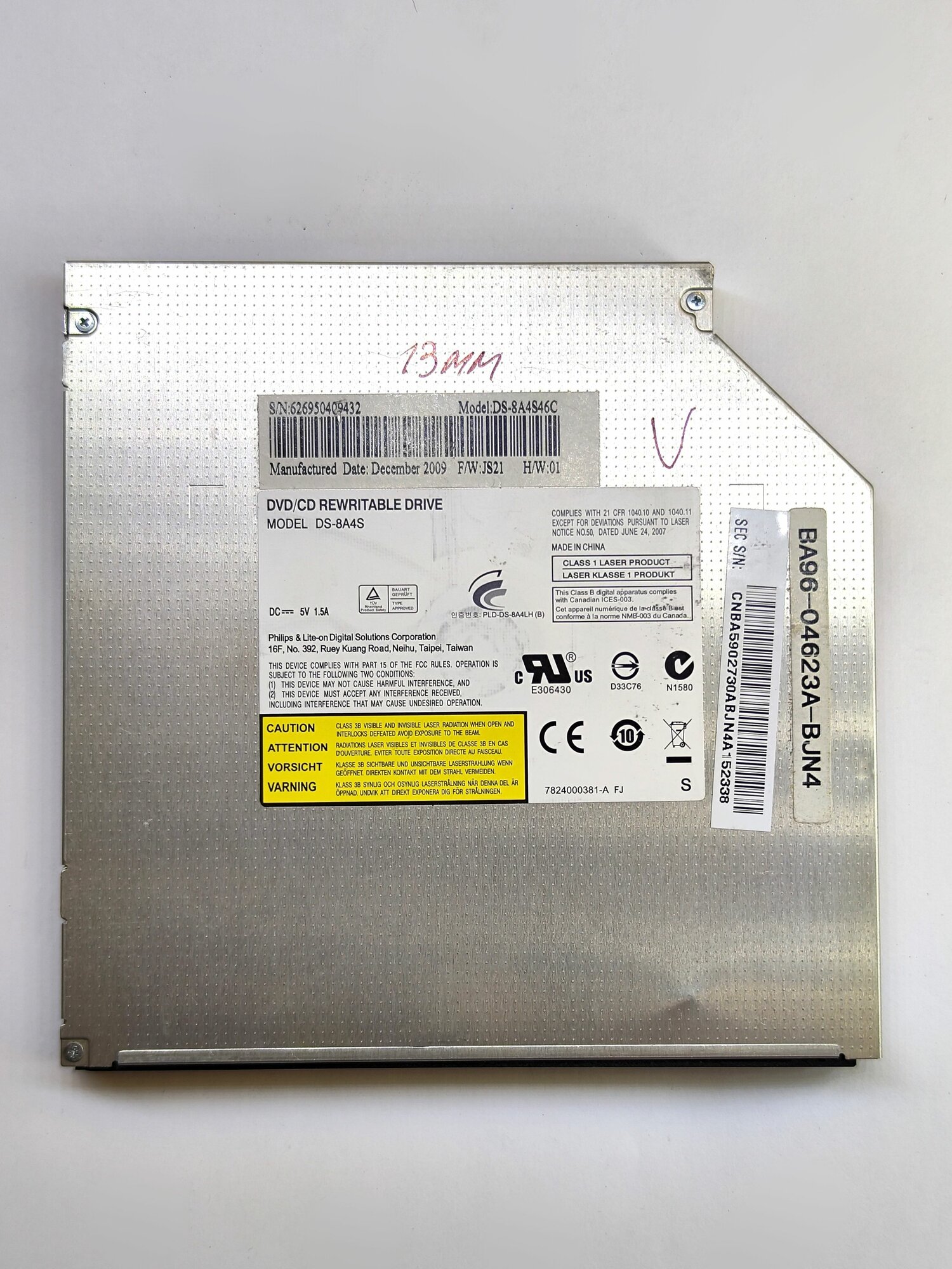 DVD привод для ноутбука внутренний Super Multi DVD Philips ds-8a4s 12.7мм оптический привод