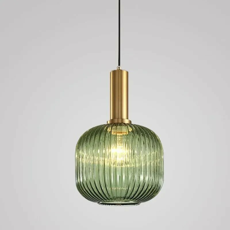Люстра B184, зелёное стекло, металл, E27, современная, минималистичная, для любого интерьера