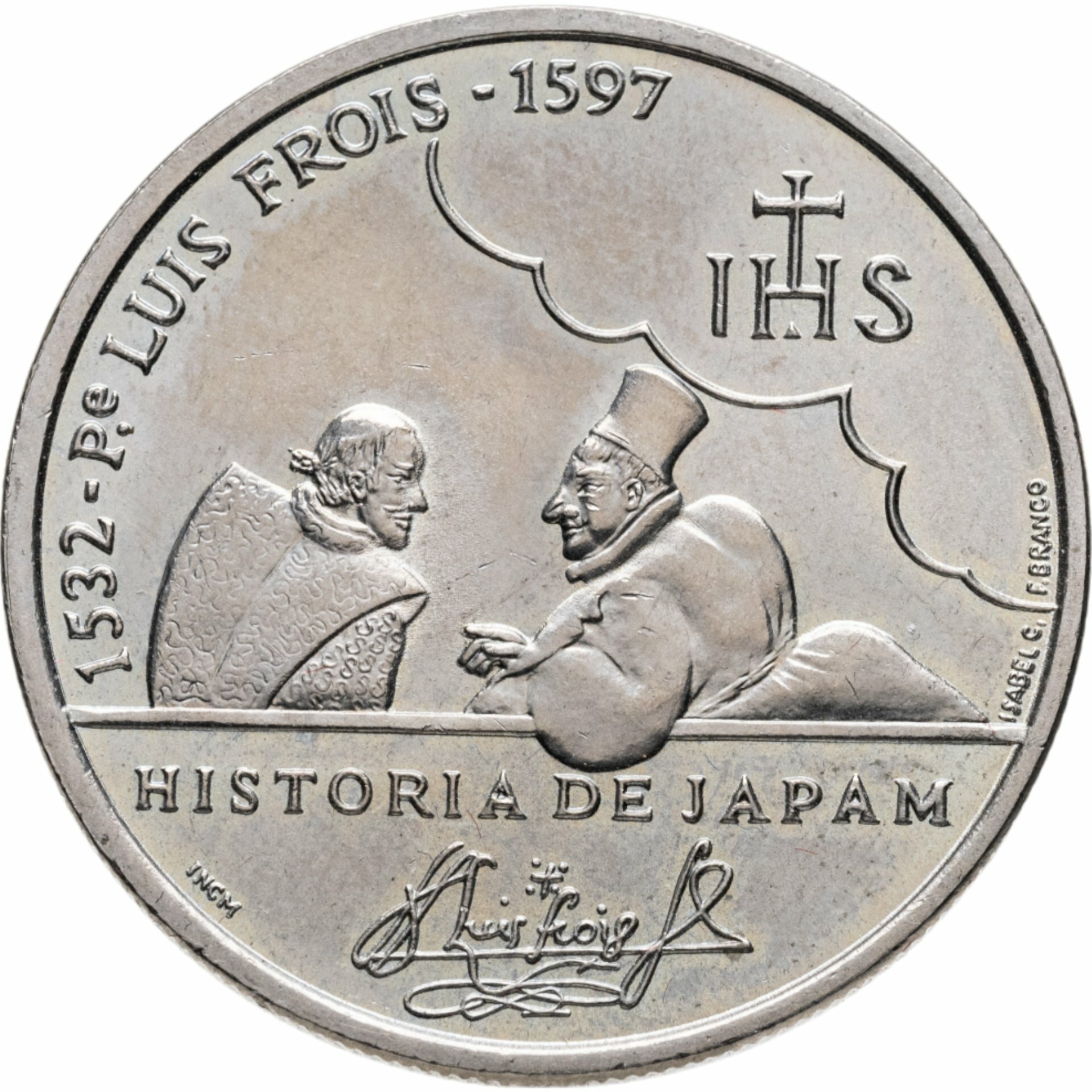 Португалия 200 эскудо escudos 1997 400 лет со дня смерти Луиса Фройса, Мельхиор медь-никель, в сохранности UNC