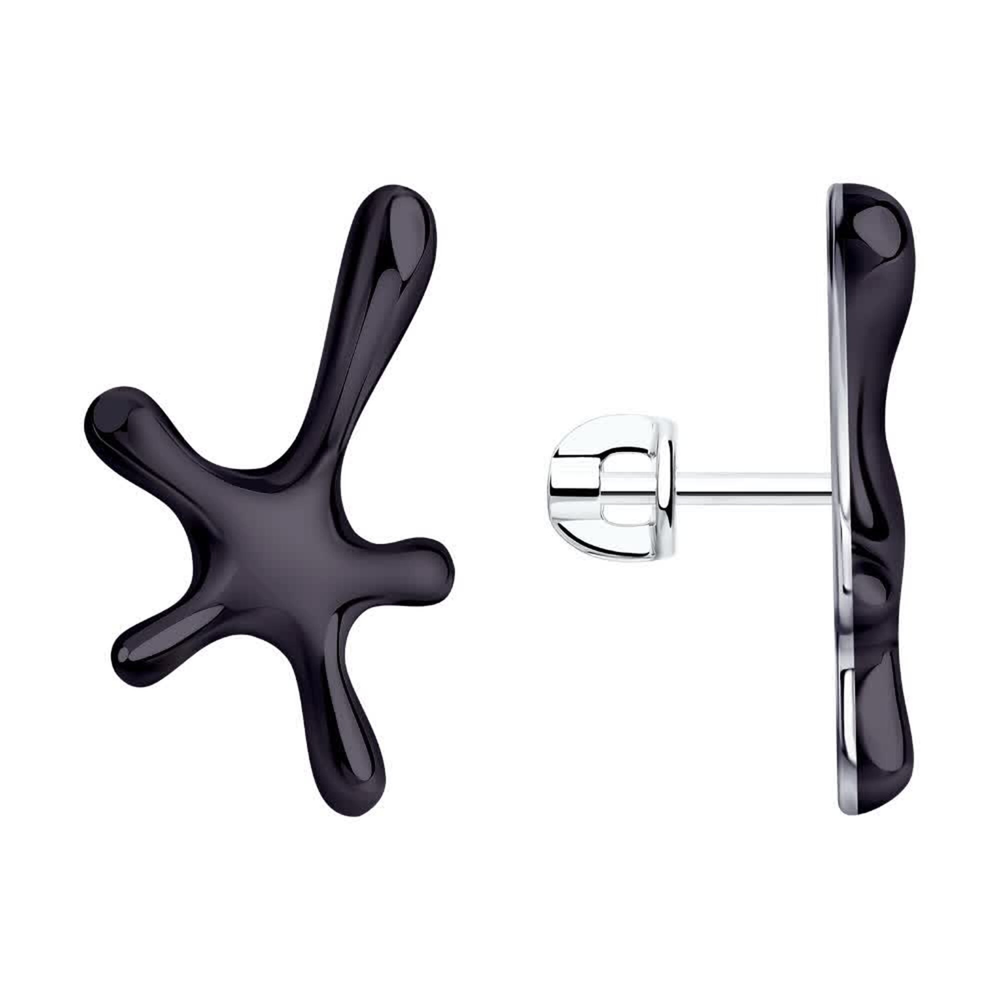 Серьги пусеты, серебро, 925 проба, родирование, эмаль