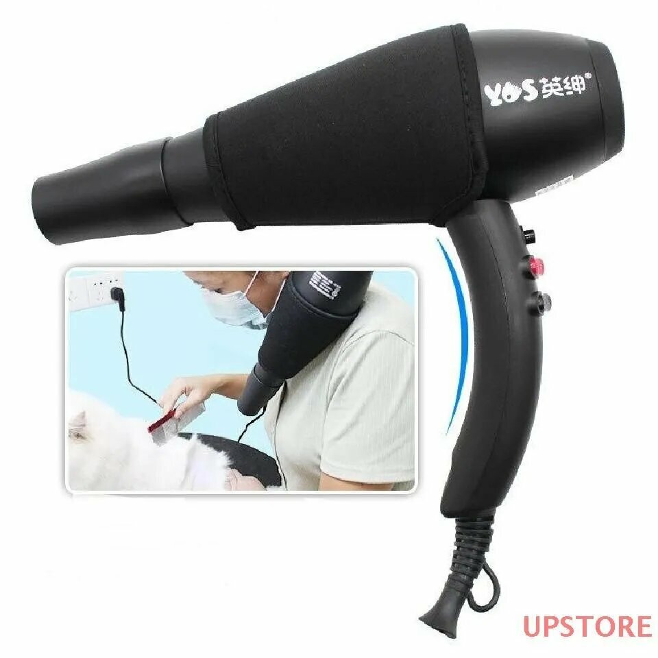 Фен, который можно повесить на шею для удобства сушки шерсти животного