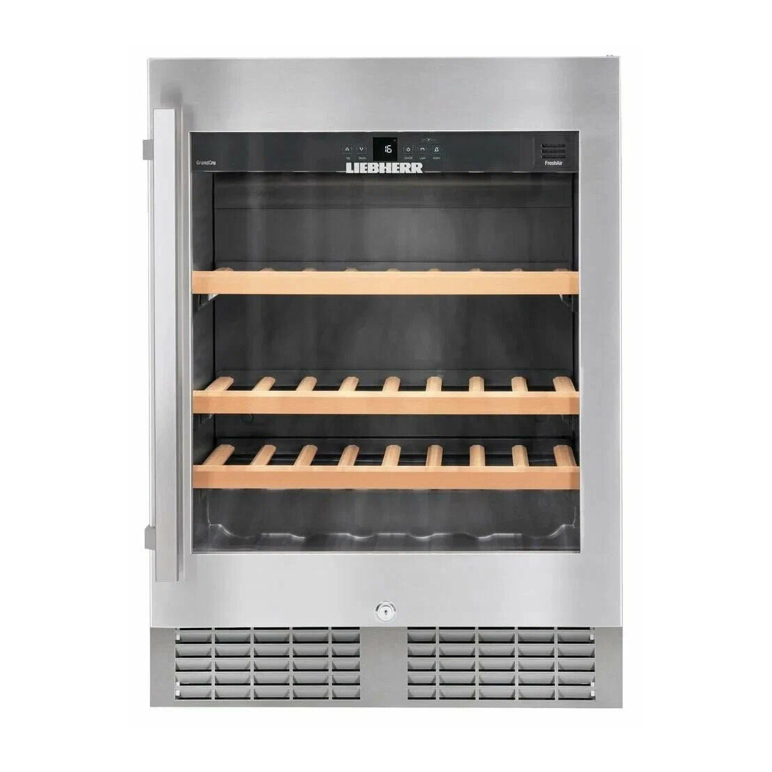 Винный шкаф Liebherr UWKes 1752-26 001, 135 л, нержавеющая сталь, монотемпературный, вместимость 46 бут