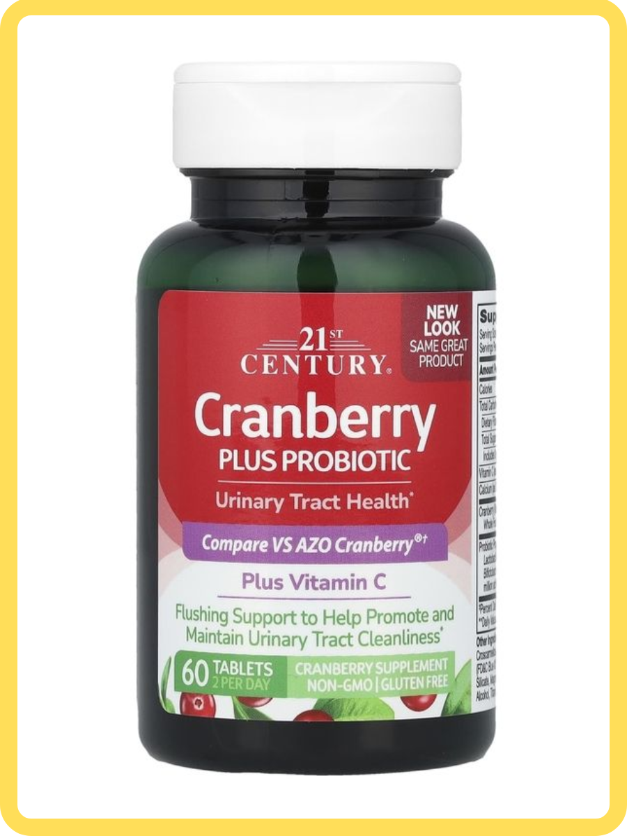 Клюква с пробиотиком 21st Century, для почек и мочеполовой системы, 500мг, 60шт