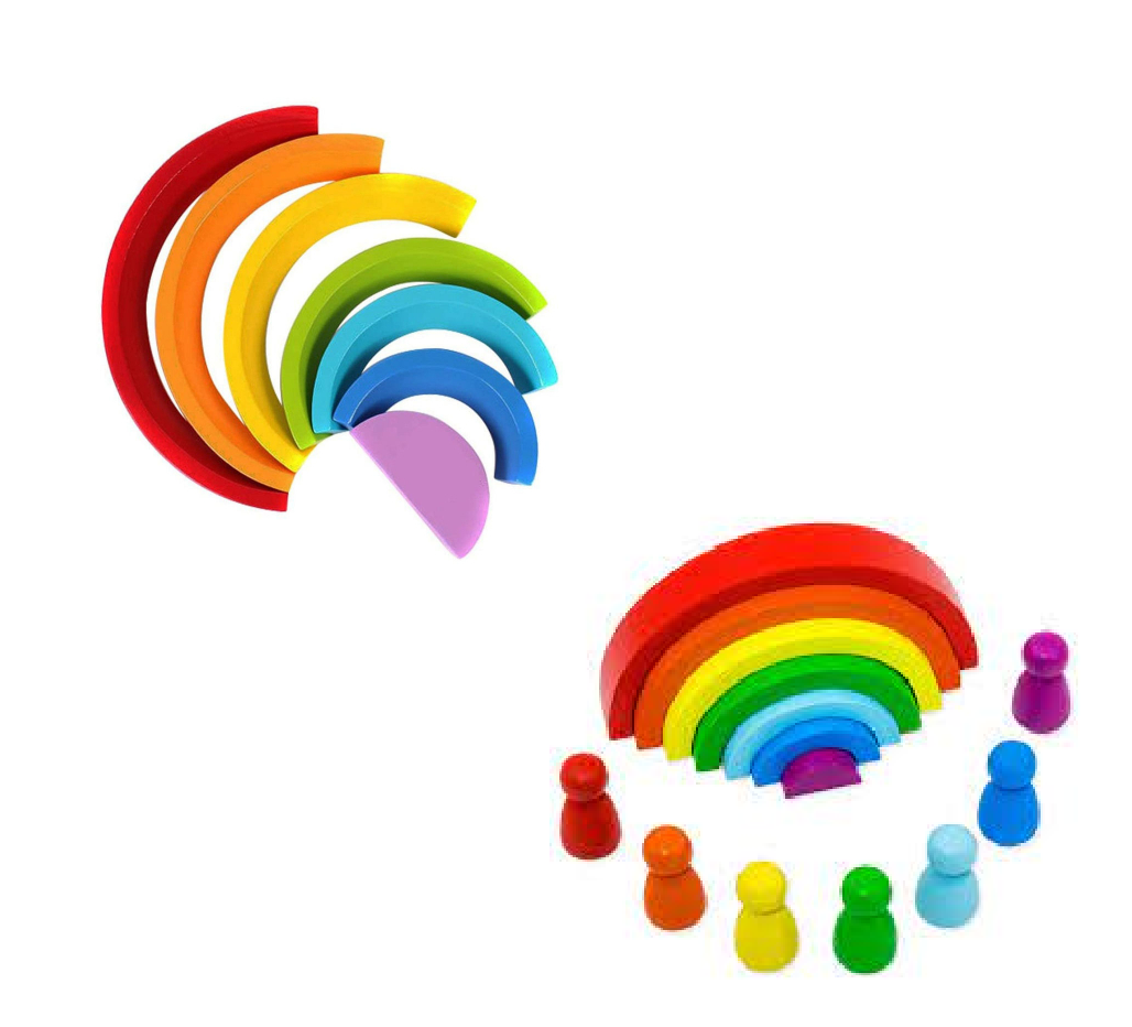 Пирамидка-конструктор GET BEADS "Радуга", деревянная, развивающая, для изучения цветов