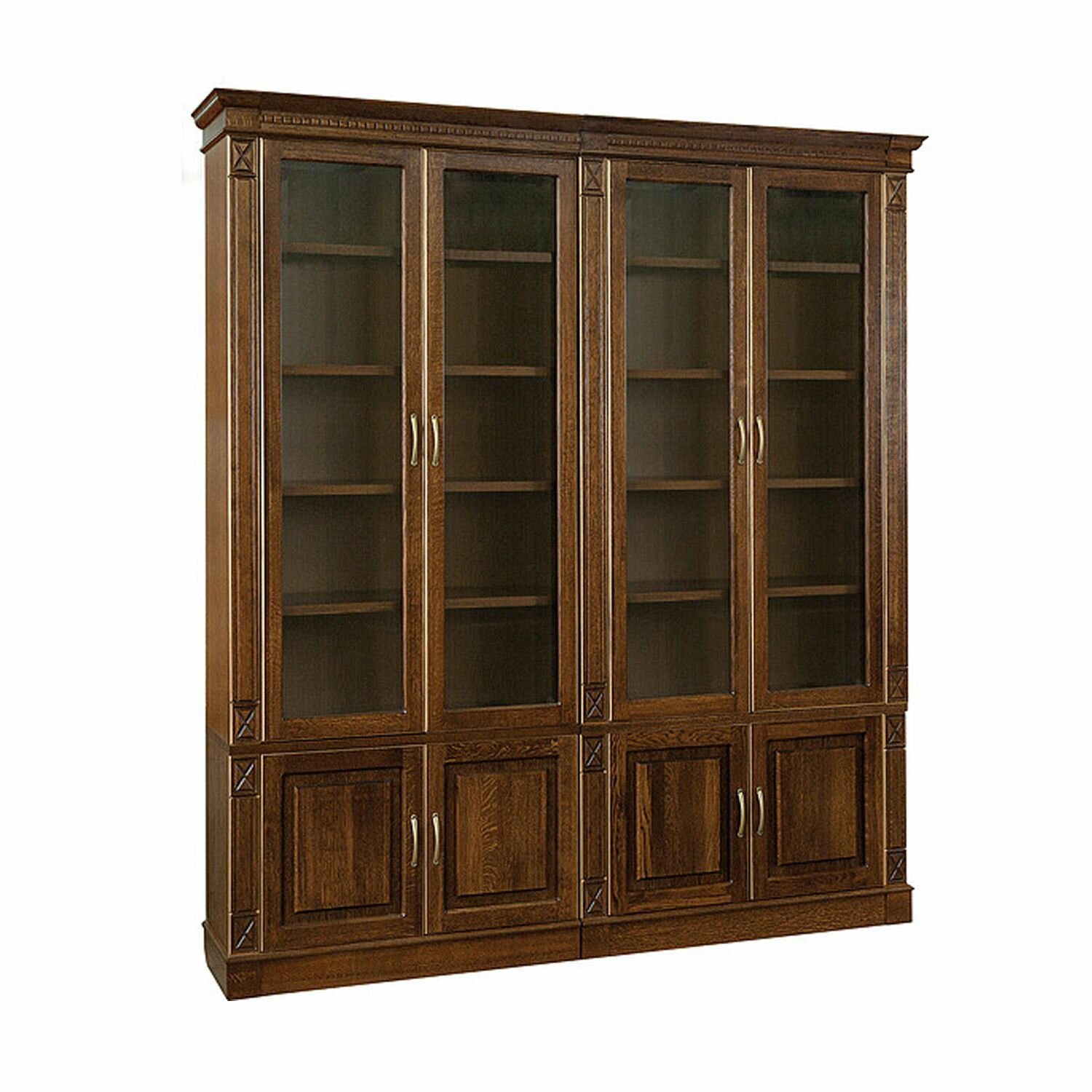 Библиотека Верди №1 из Массива сосны, 180х40х200 см, классический орех 2