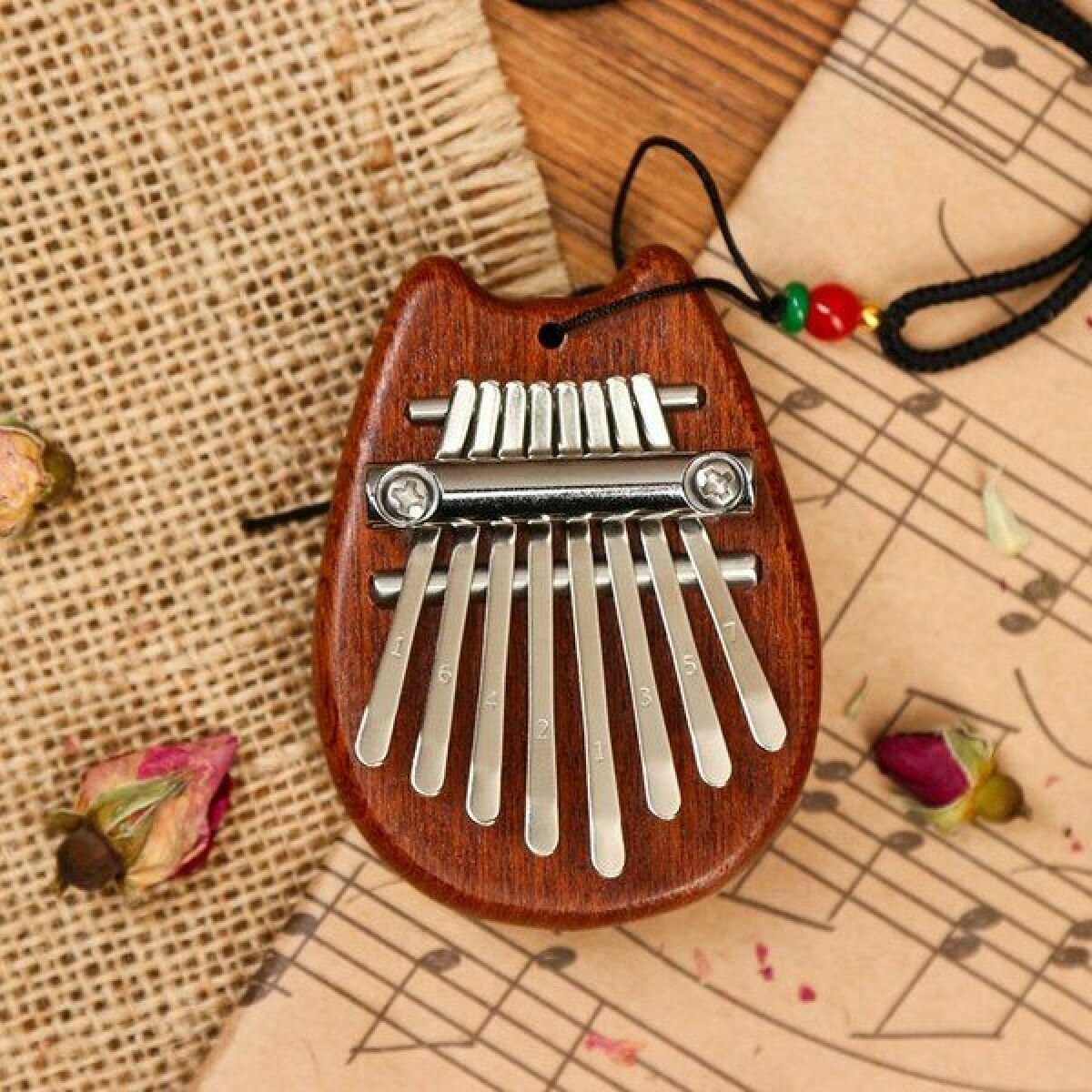 Калимба-брелок маленькая 8 нот коричневая