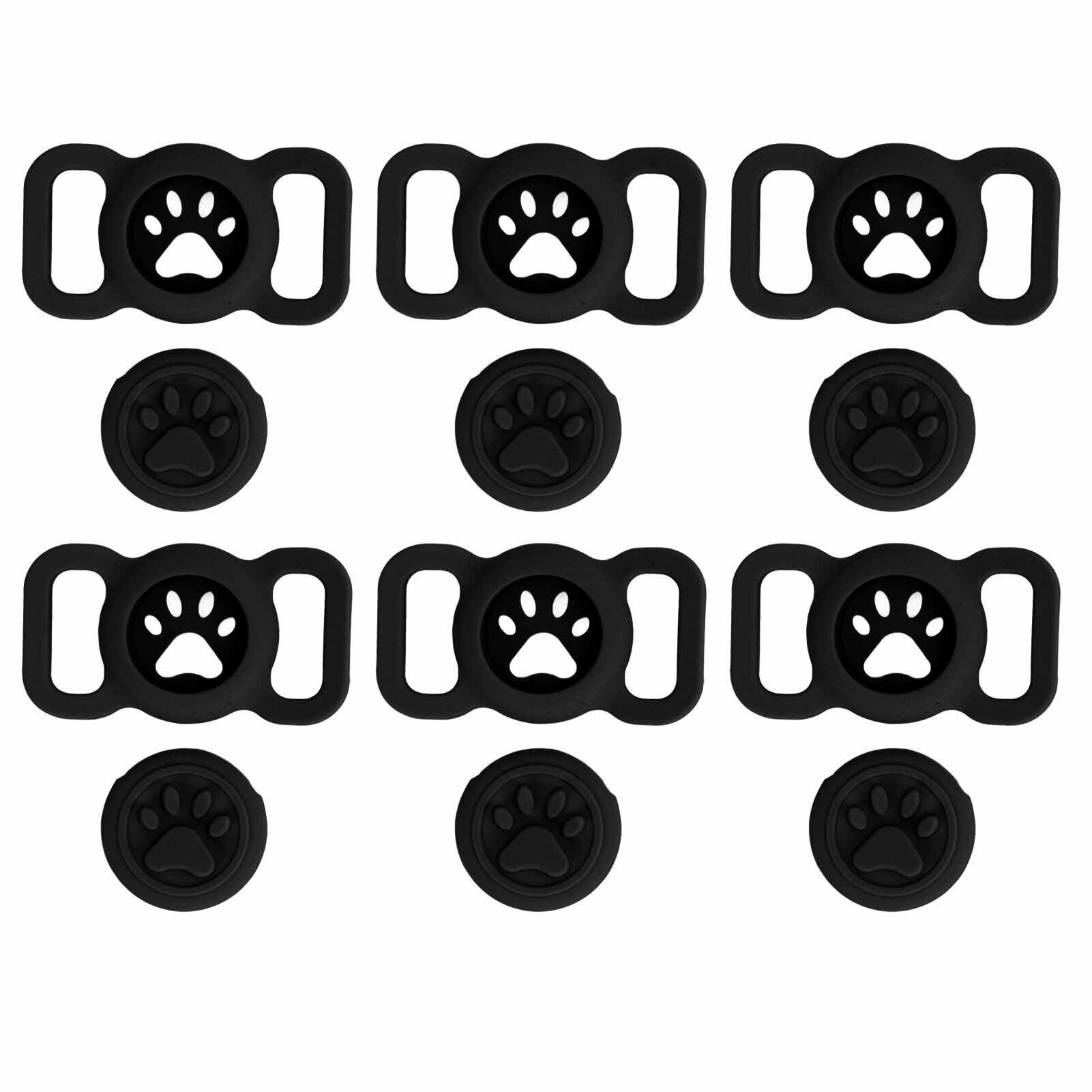 6 шт. держатель для ошейника для домашних животных Airtag силиконовый защитный чехол для ошейника для кошек и собак черный