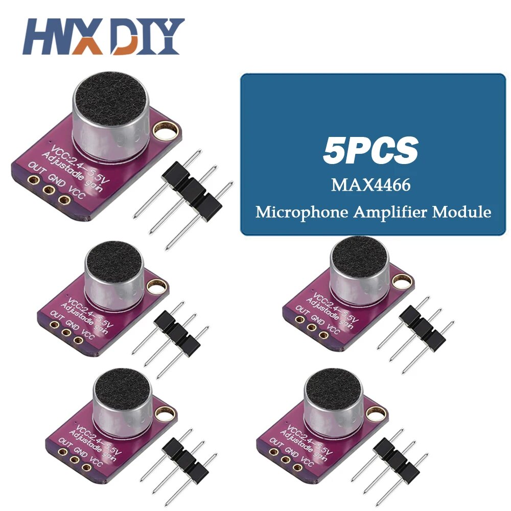 Модуль усилителя микрофона MAX4466 синего цвета 5PCS