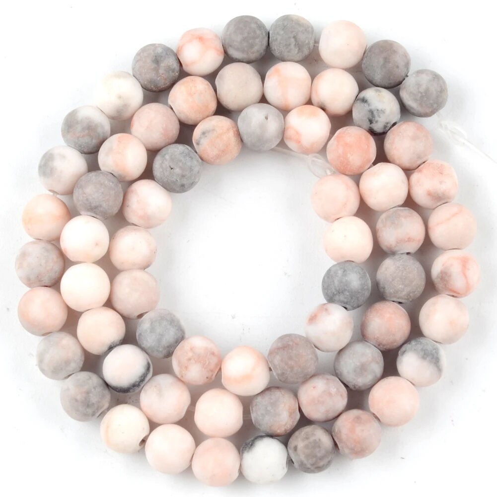 Бусины из розового Zebra Jasper, 10 мм, матовые