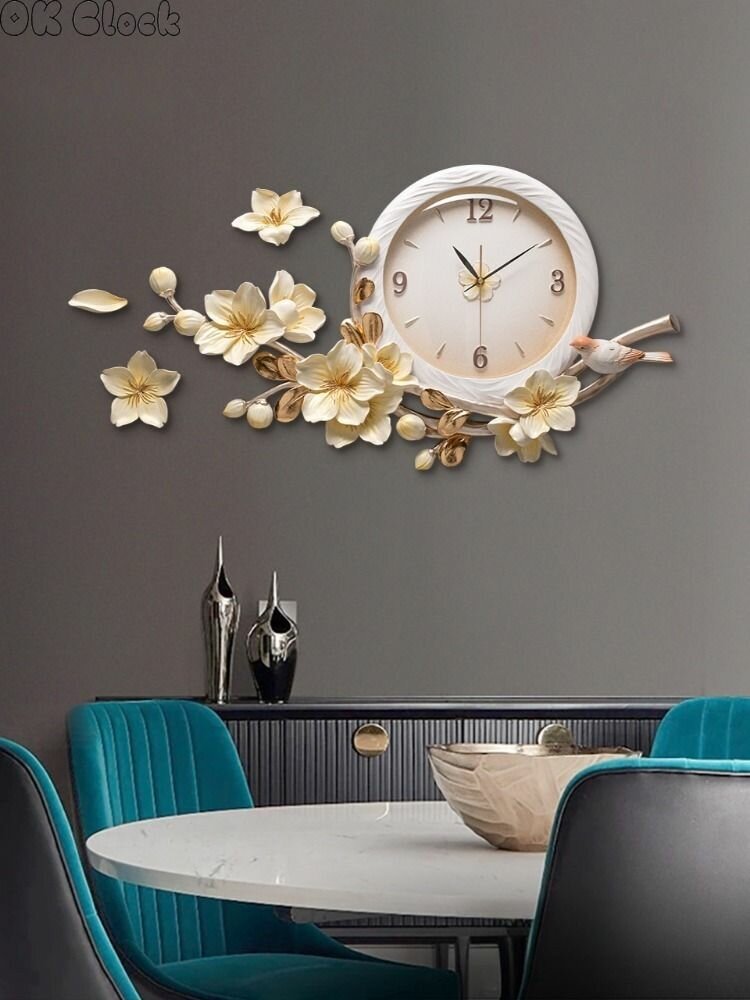 Трехмерные декоративные настенные часы с цветками