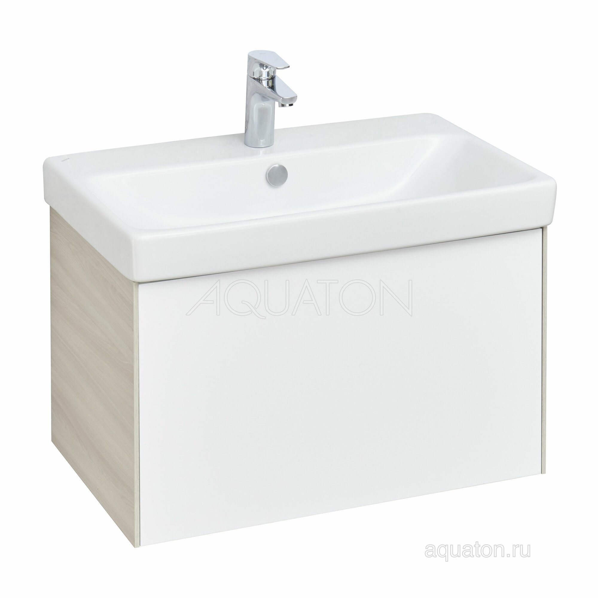 Тумба с раковиной Aquaton Асти 70/Умывальник Адриана 70 Белый/ясень шимо