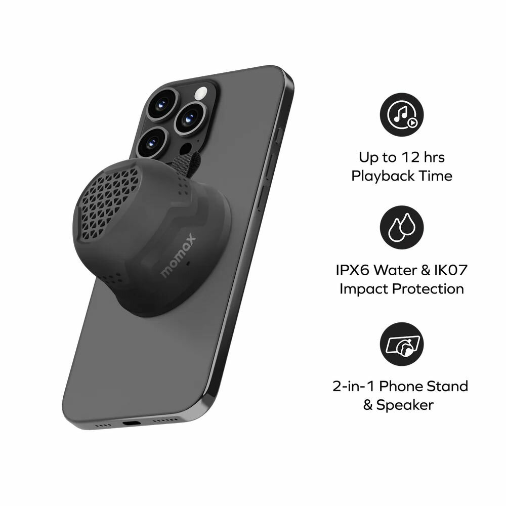 Портативная колонка Momax 1-Vibe Go Magnetic Wireless Outdoor Speaker - Black