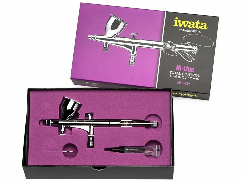 KNOW EASY-Аэрограф Anest Iwata HP-CH серии Hi-Line, резьбовое сопло 0.3 мм, верхняя чашка 7 мл с крышкой (H 4100)
