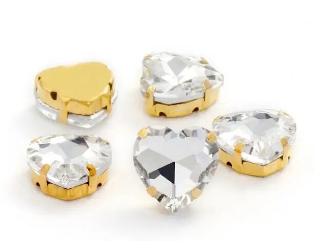 Хрустальные стразы в форме сердца 16mm 10pcs, crystal clear