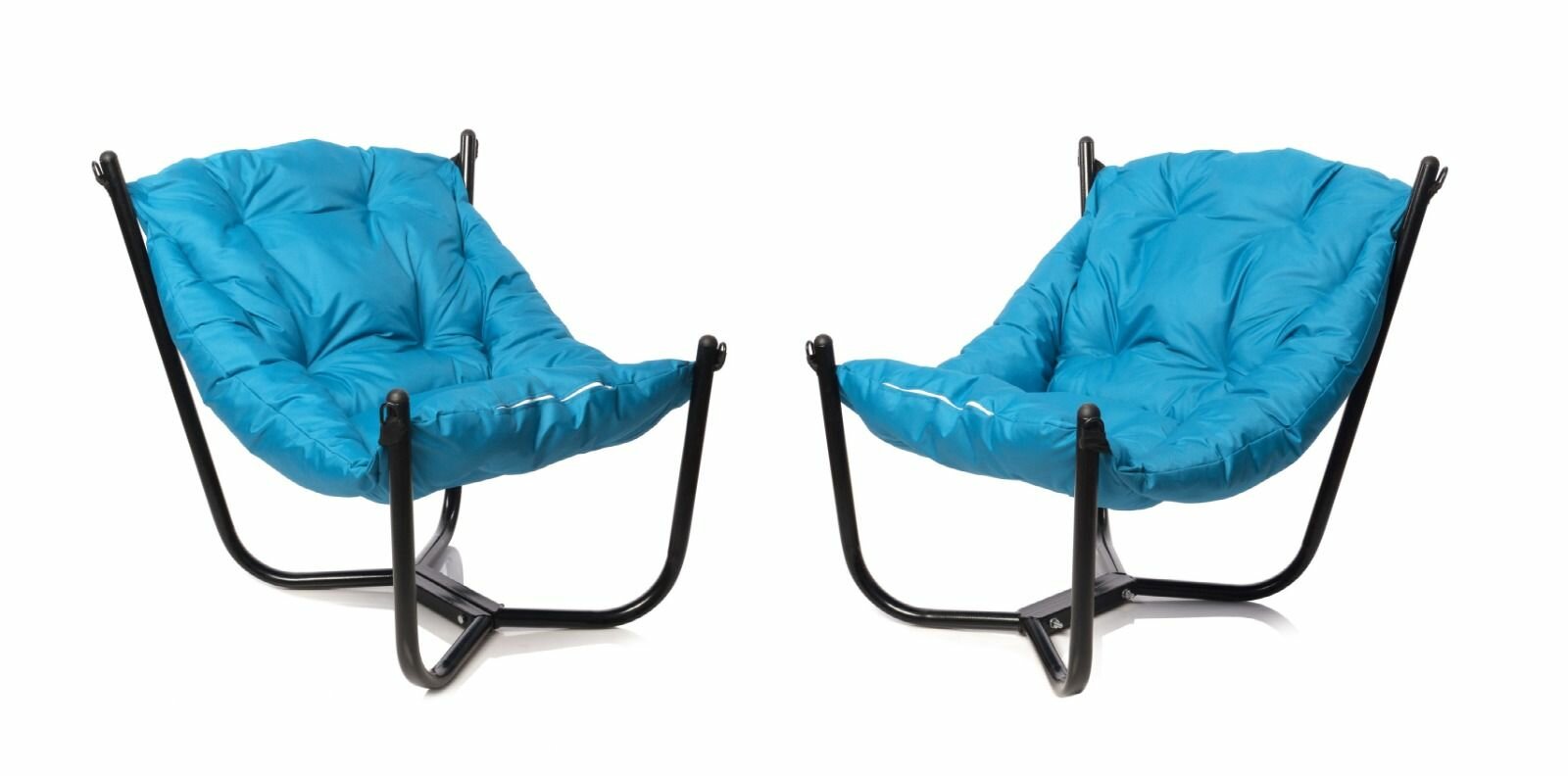 Комплект мягких кресел ЧИЛ, черное основание, голубая подушка (2 шт)