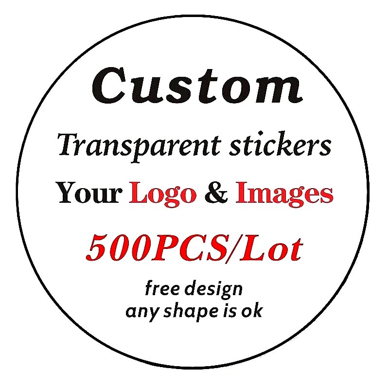 Прозрачные наклейки с логотипом 500 шт